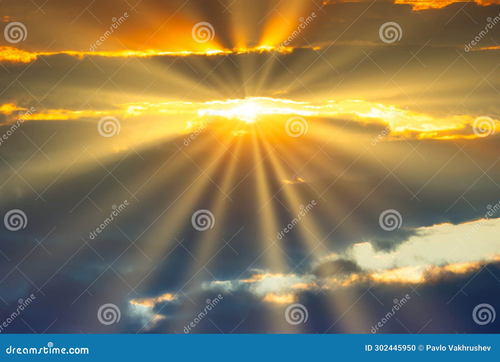 Sunset Sky with Sunset Clouds and Sun Rays Stock Photo - Image of ...