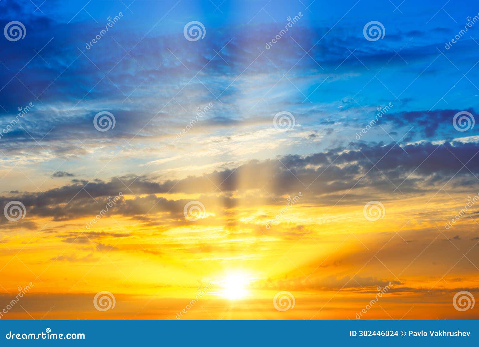 Sunset Sky with Sunset Clouds and Sun Rays Stock Photo - Image of ...