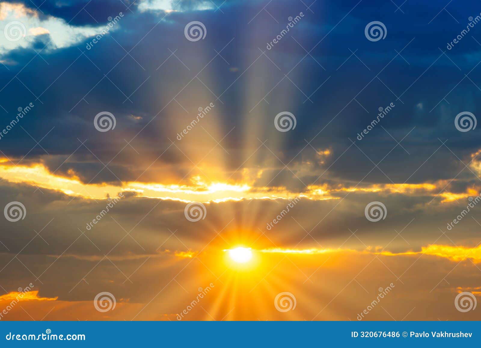 Sunset Sky with Sunset Clouds and Sun Rays Stock Photo - Image of color ...