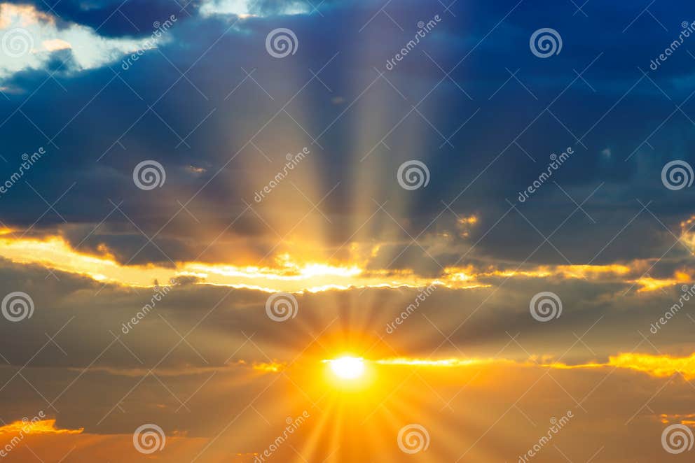 Sunset Sky with Sunset Clouds and Sun Rays Stock Photo - Image of color ...