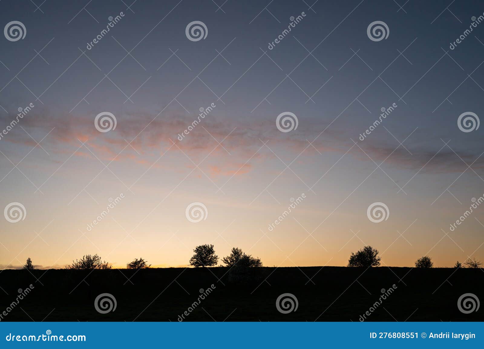 Sunset Sky and Horizon Line and Trees on it Stock Image - Image of ...