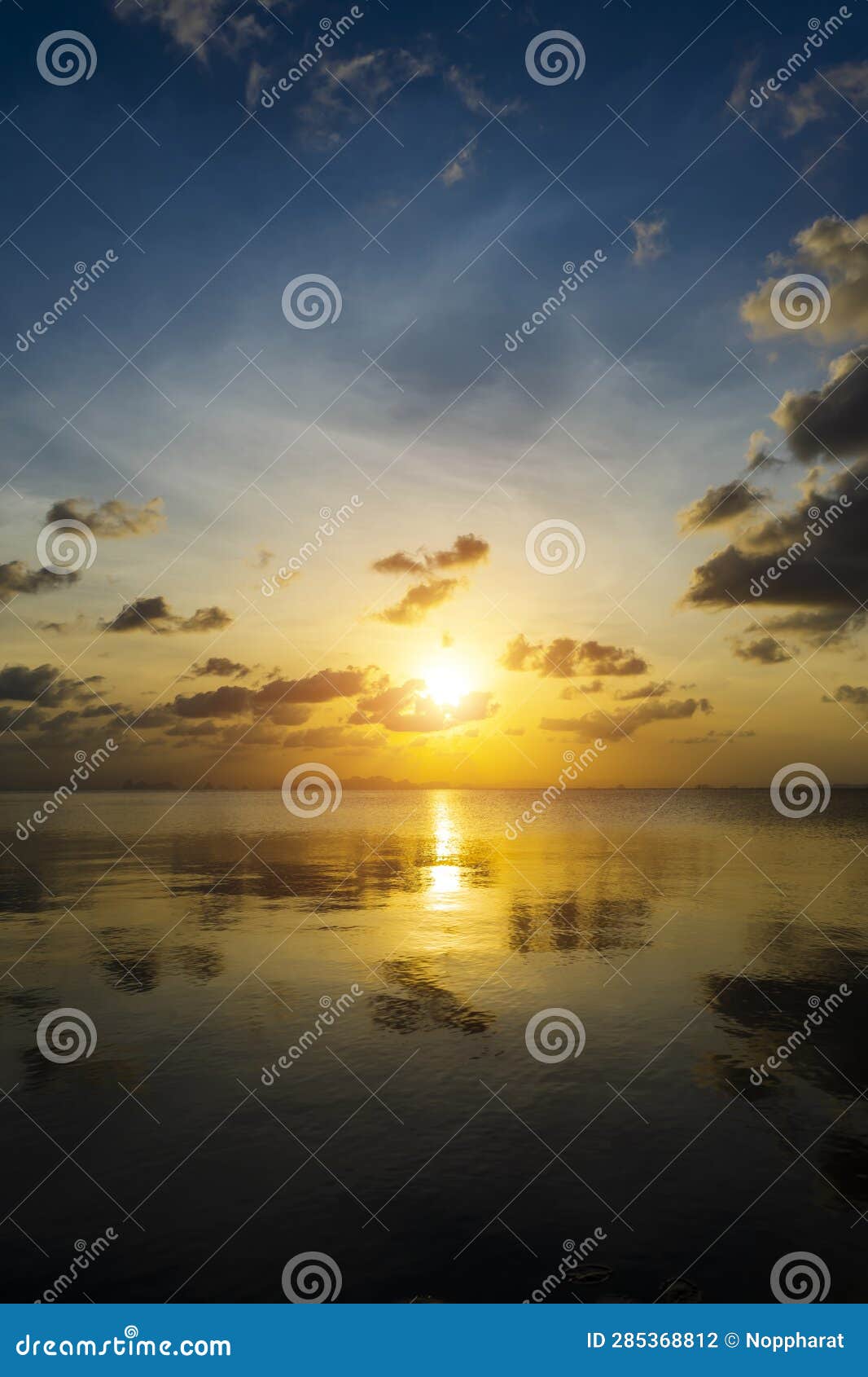 Sunset Sky at the Lake with Clouds and Mirror the Sky Stock Photo ...