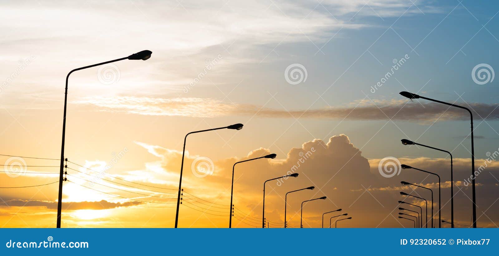 Sunset Sky with Lamp Post Silhouette Stock Photo - Image of fresh ...