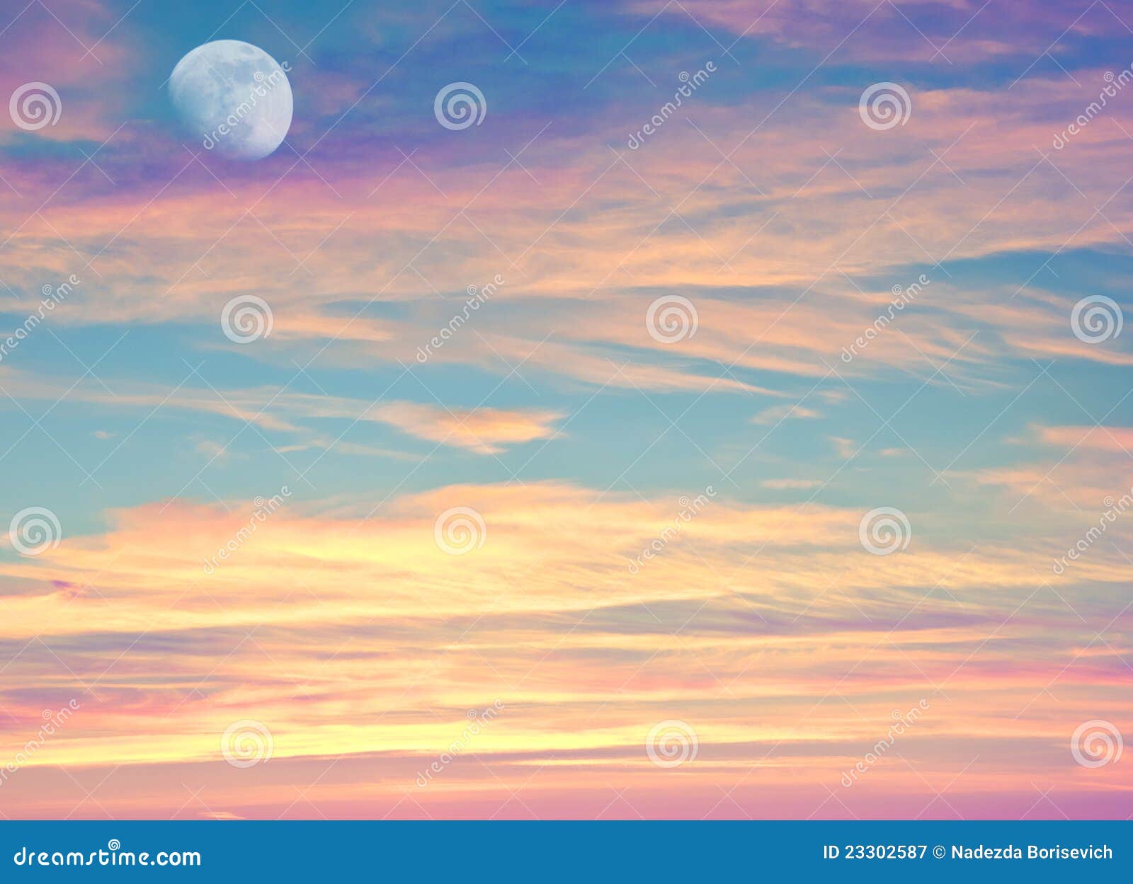 Sunset sky with moon stock image. Image of purple, blue - 23302587