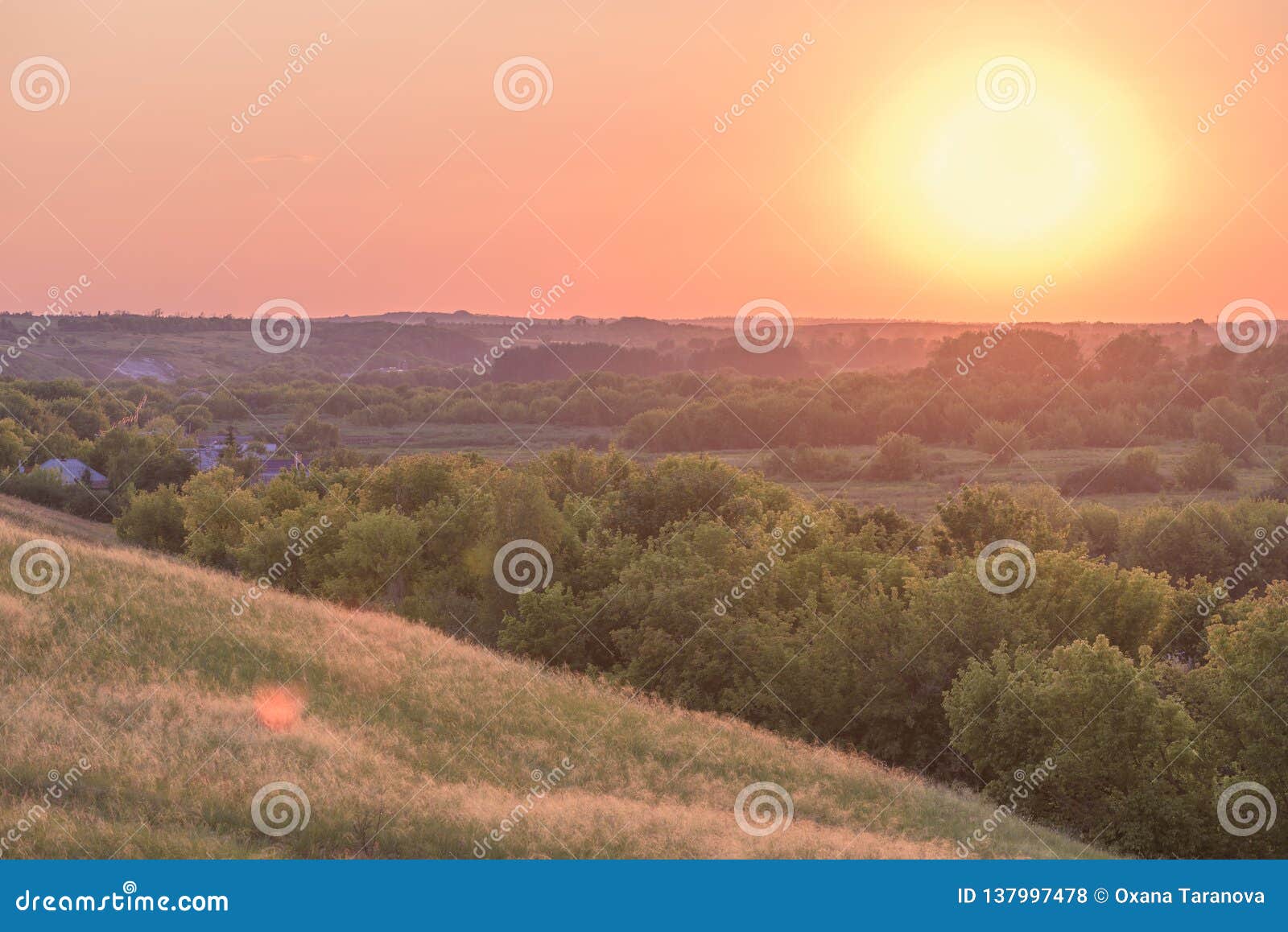 Sunset Sky Over the Fields. Pink Sky Stock Photo - Image of landscape ...