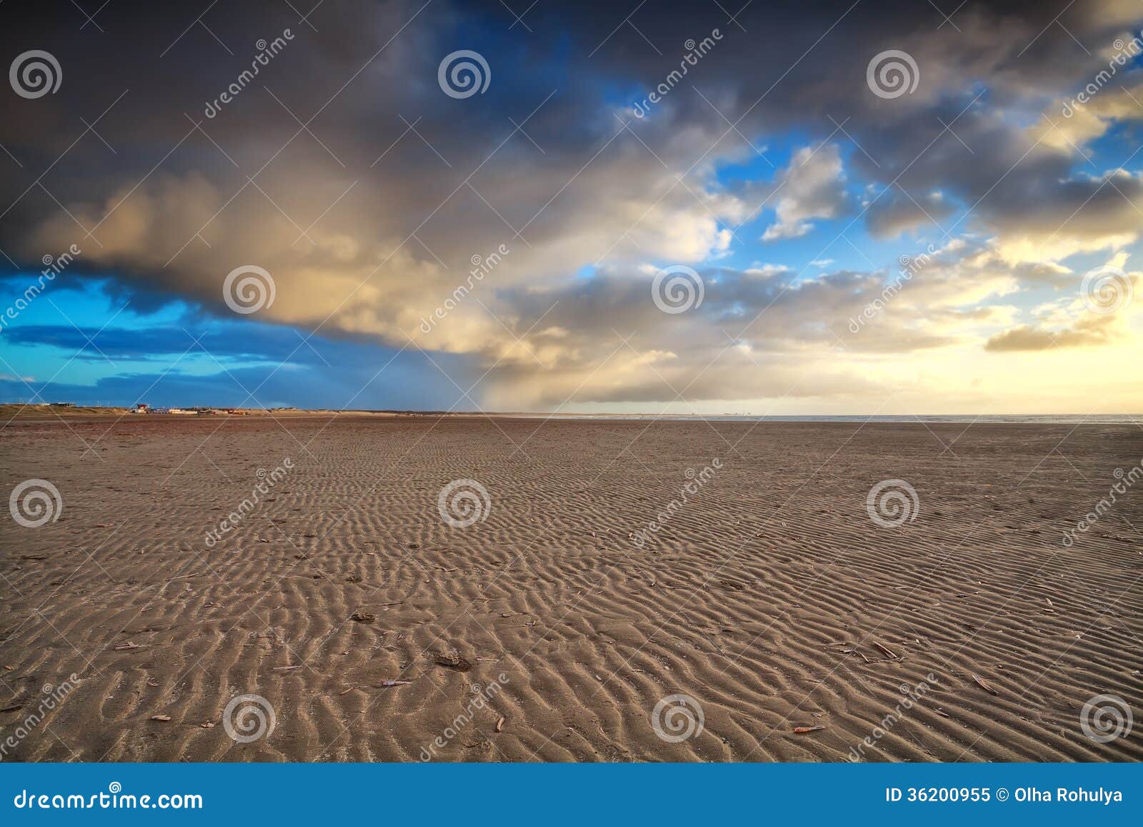Sunset sky over sand beach stock image. Image of holland - 36200955