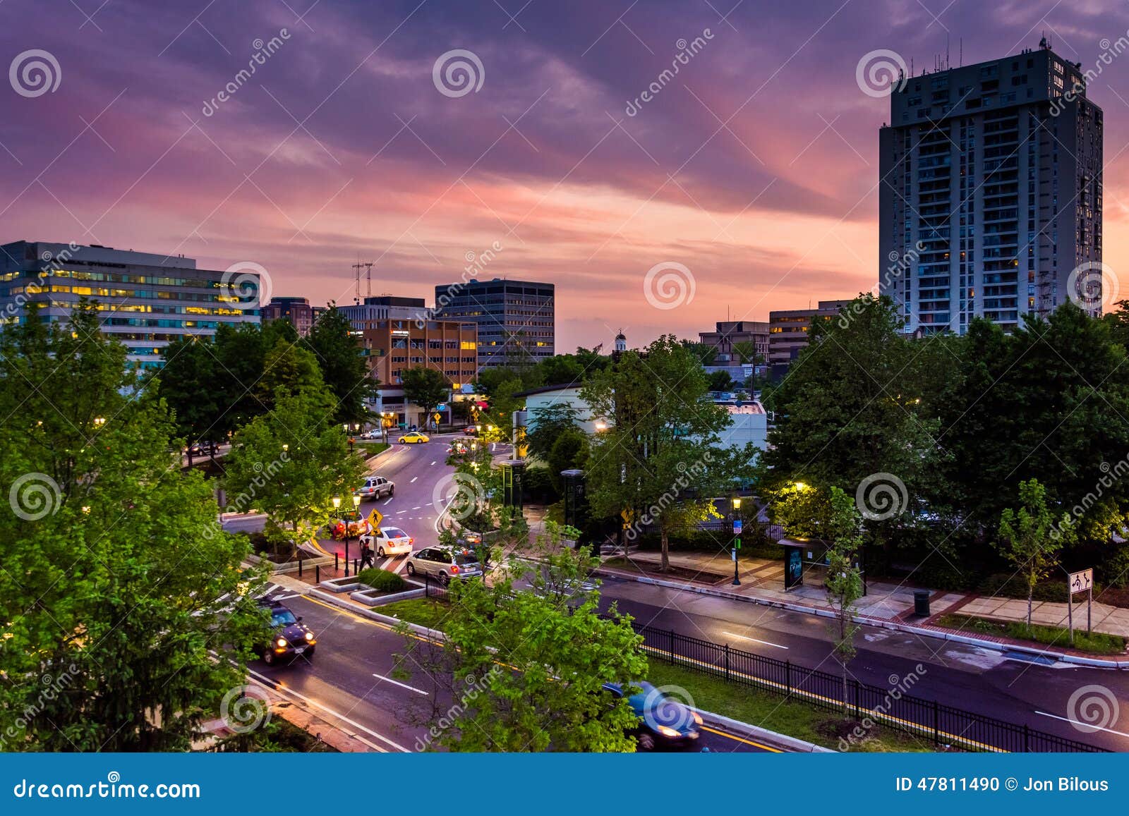 Sunset Sky Over Towson, Maryland. Stock Photo - Image of high, city ...