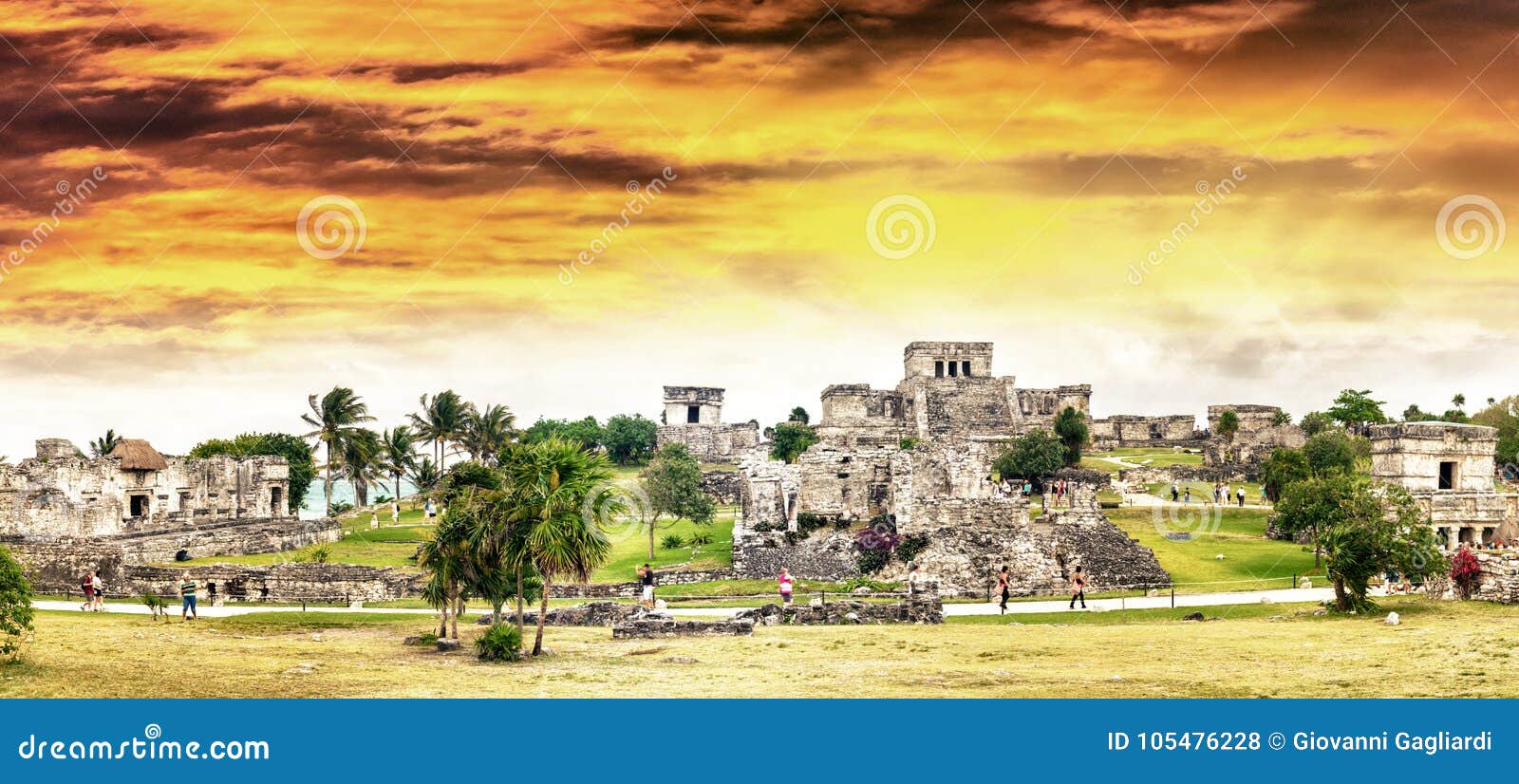 Sunset Sky Over Tulum Mayan Ruins - Mexico Editorial Stock Photo ...
