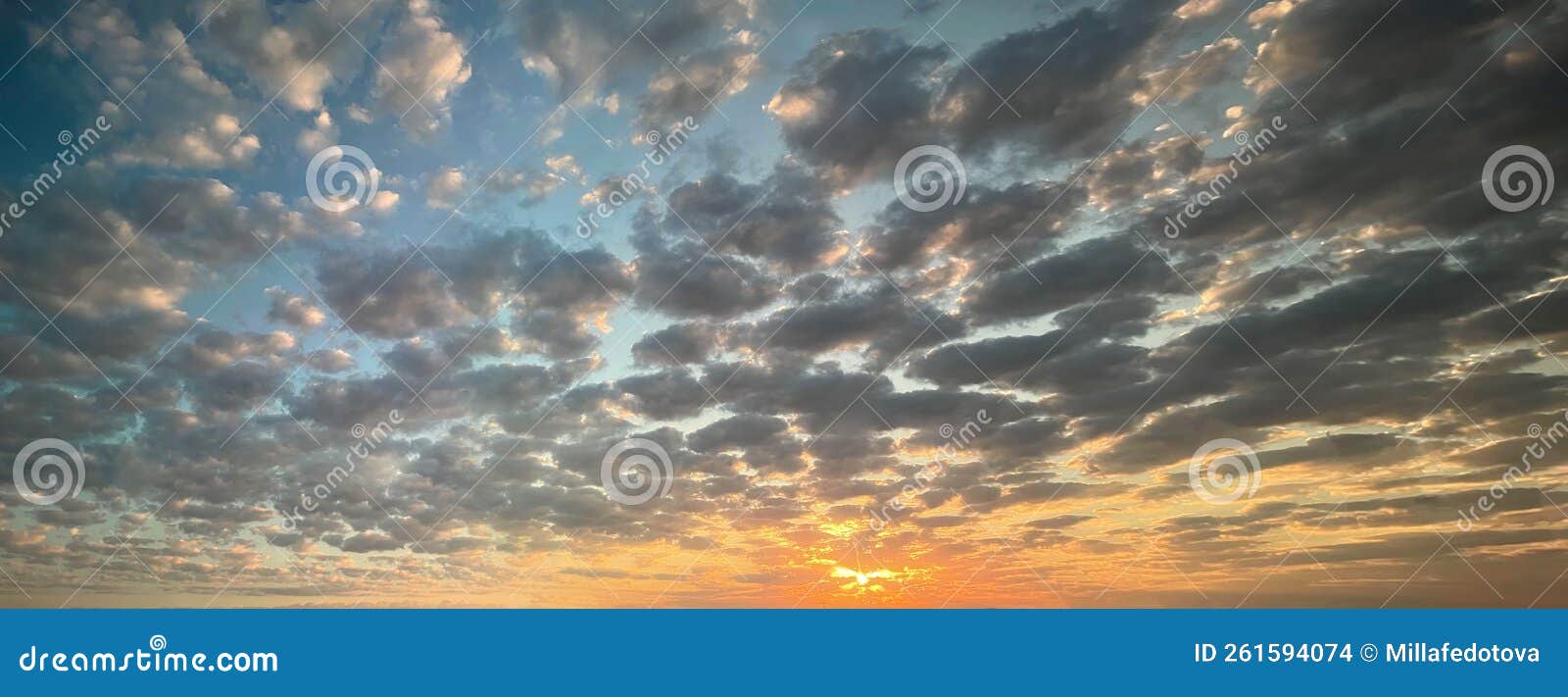Sunset Sky Panorama. Bright Cloudscape Sunset Sky with Cloud Background ...