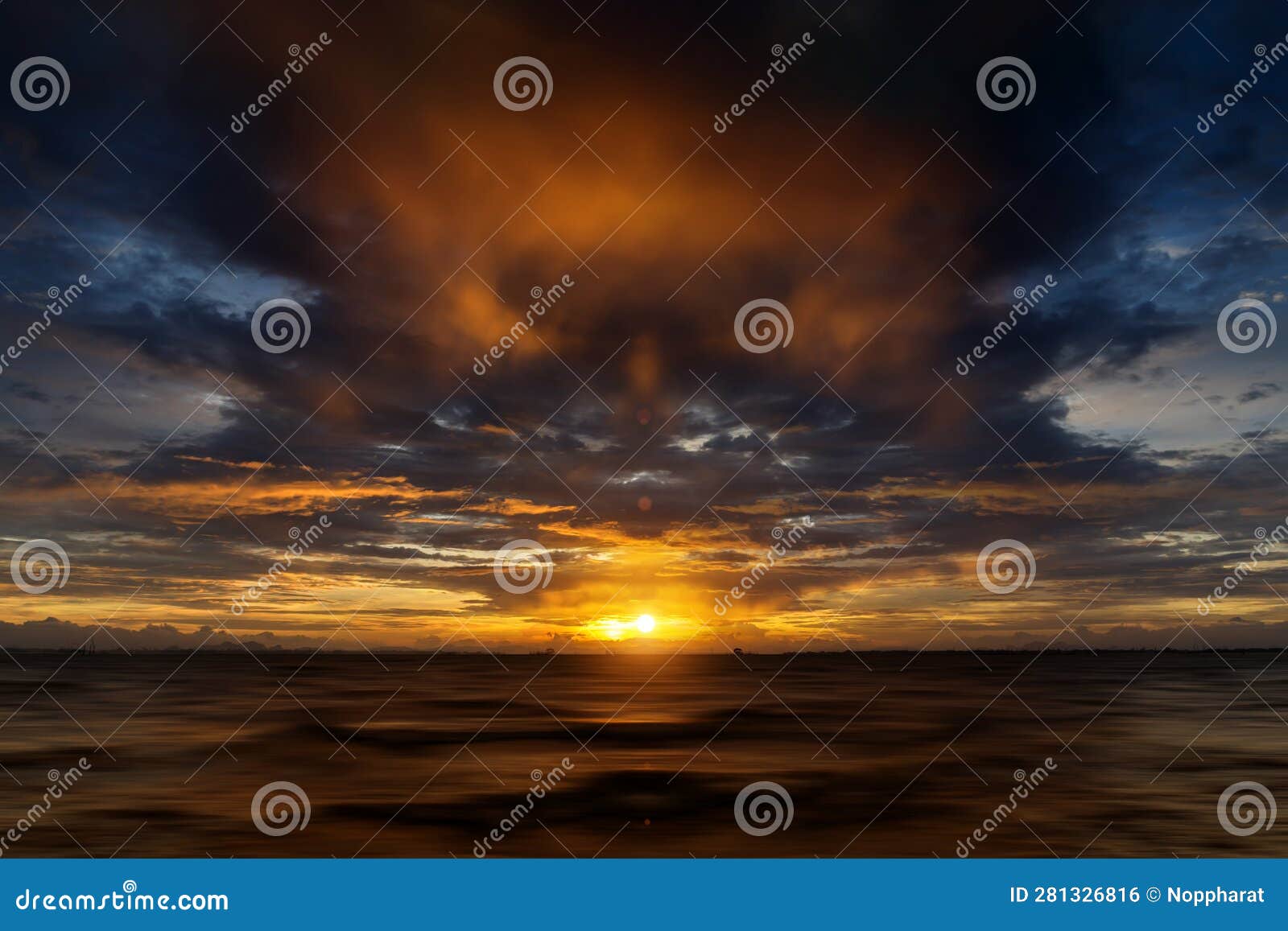 Sunset Sky with Rain Cloud on the Lake Stock Photo - Image of orange ...