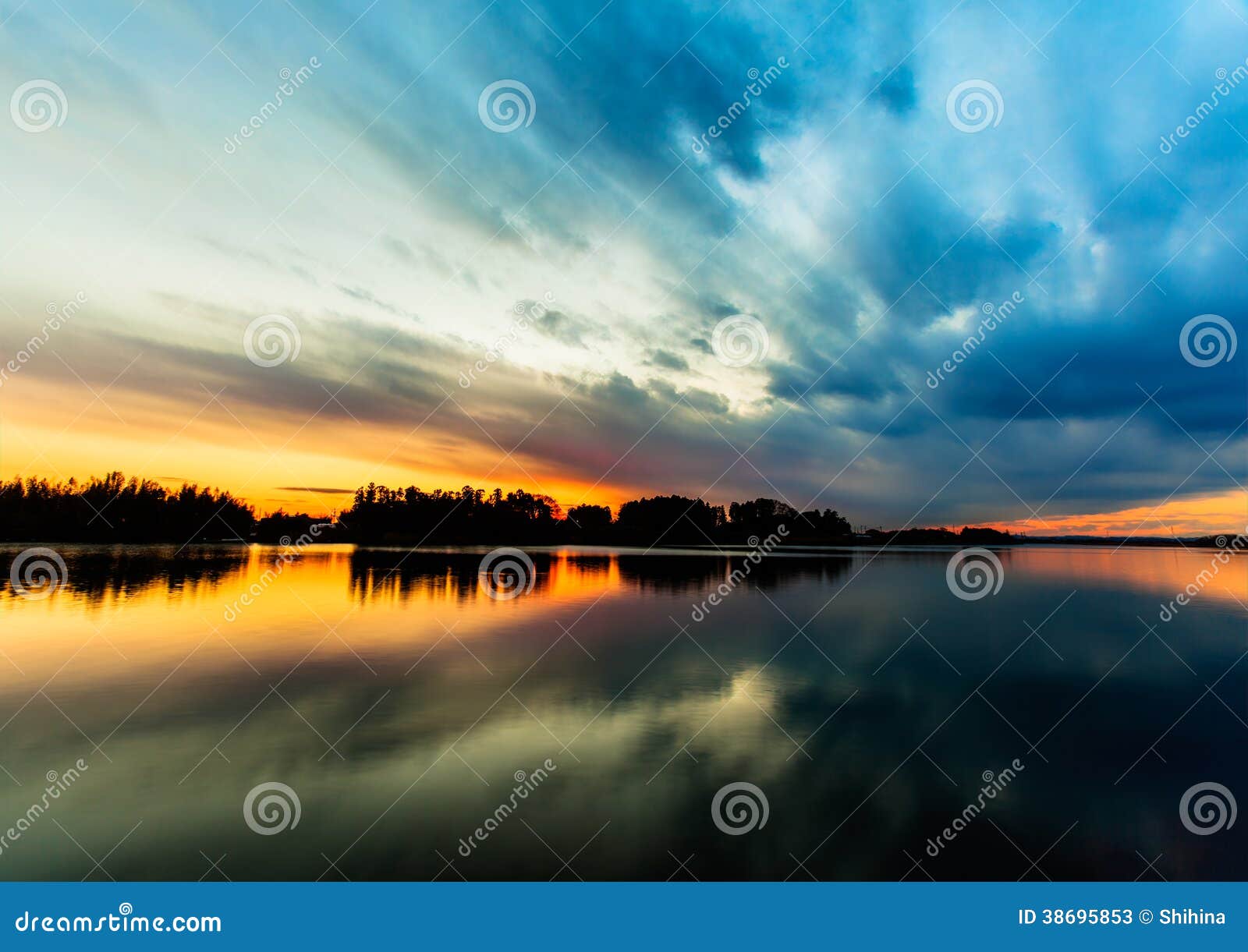 Sunset Sky Reflection on the River Stock Image - Image of environment ...
