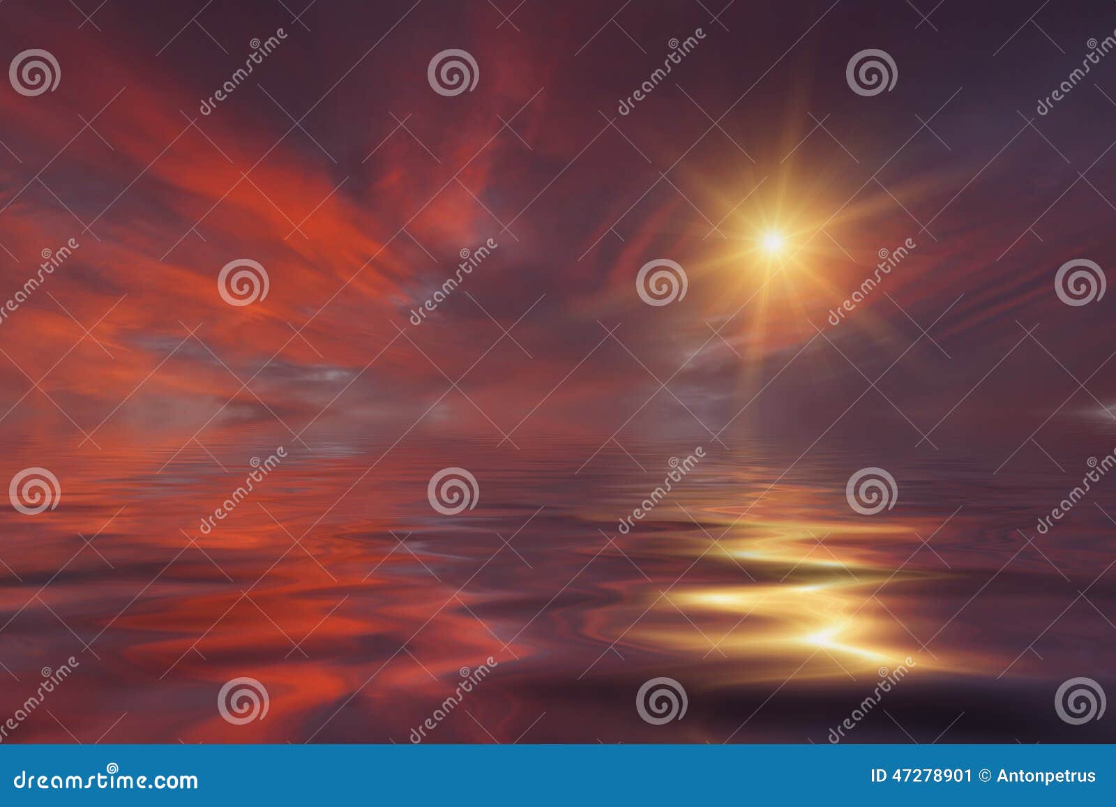 Sunset Sky Reflection in the Water Stock Image - Image of night, beach ...