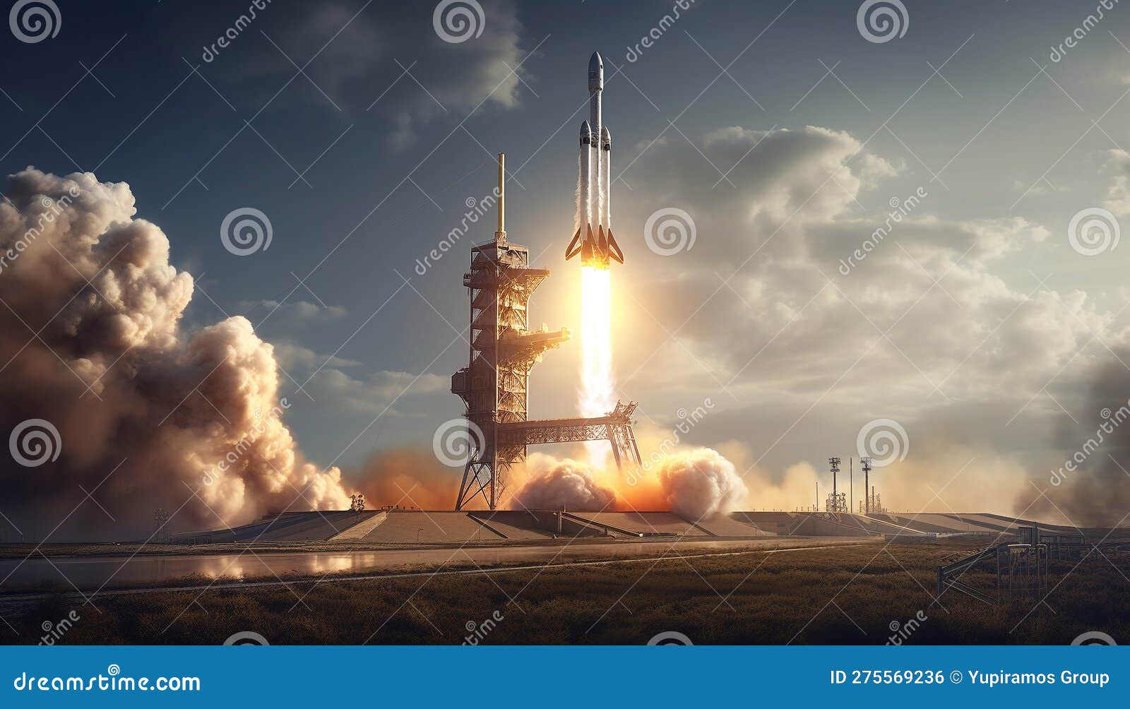 Sunset Sky with Rocket Launcher Generated by AI Stock Illustration ...