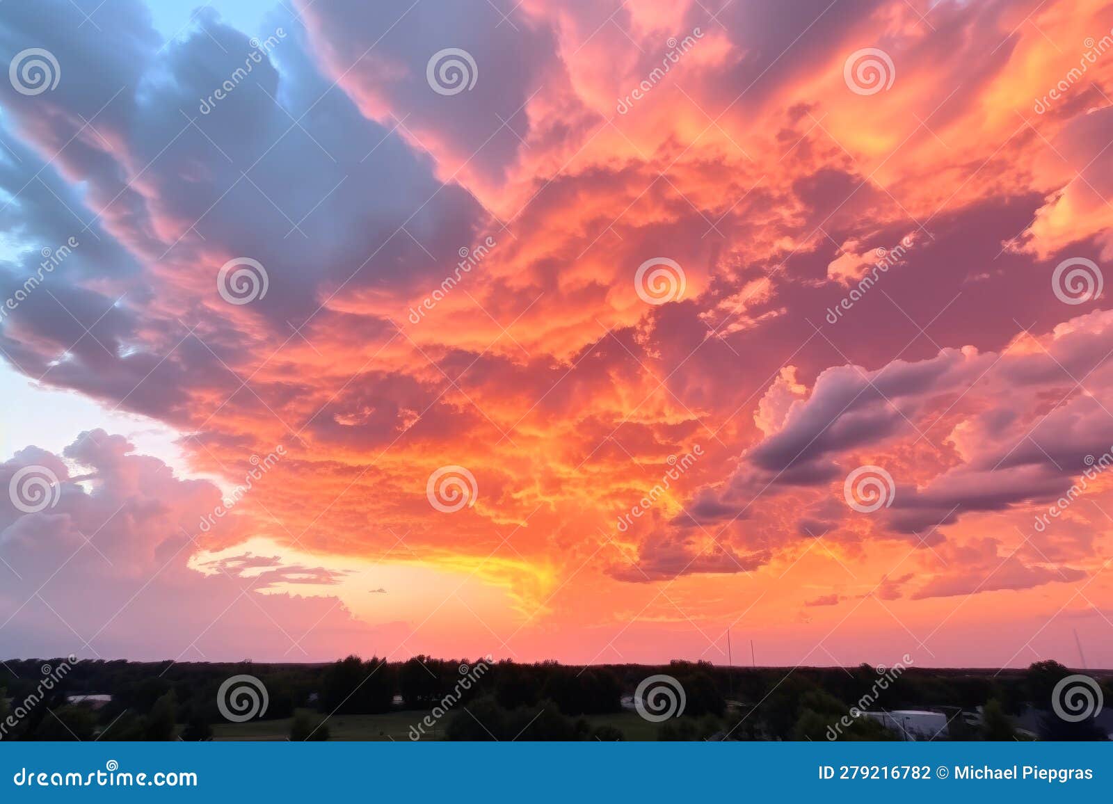 A Sunset Sky with Some Clouds Created with Generative AI Technology ...