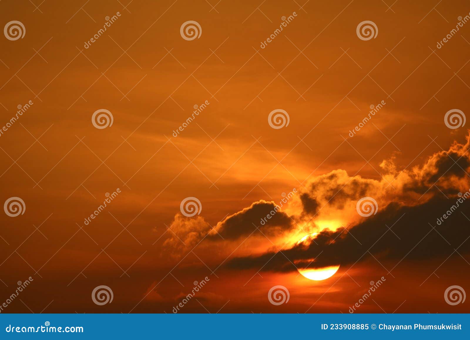 Sunset on Sky and Sun Ray Back Silhouette Evening Cloud Stock Image ...