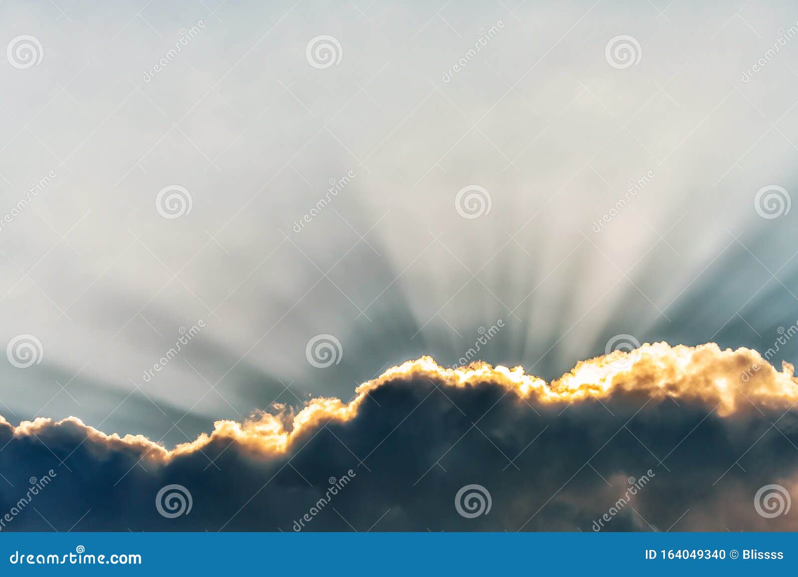 Sunset Sky with Sun Rays and Cloud Scenic Nature Close Up Background ...
