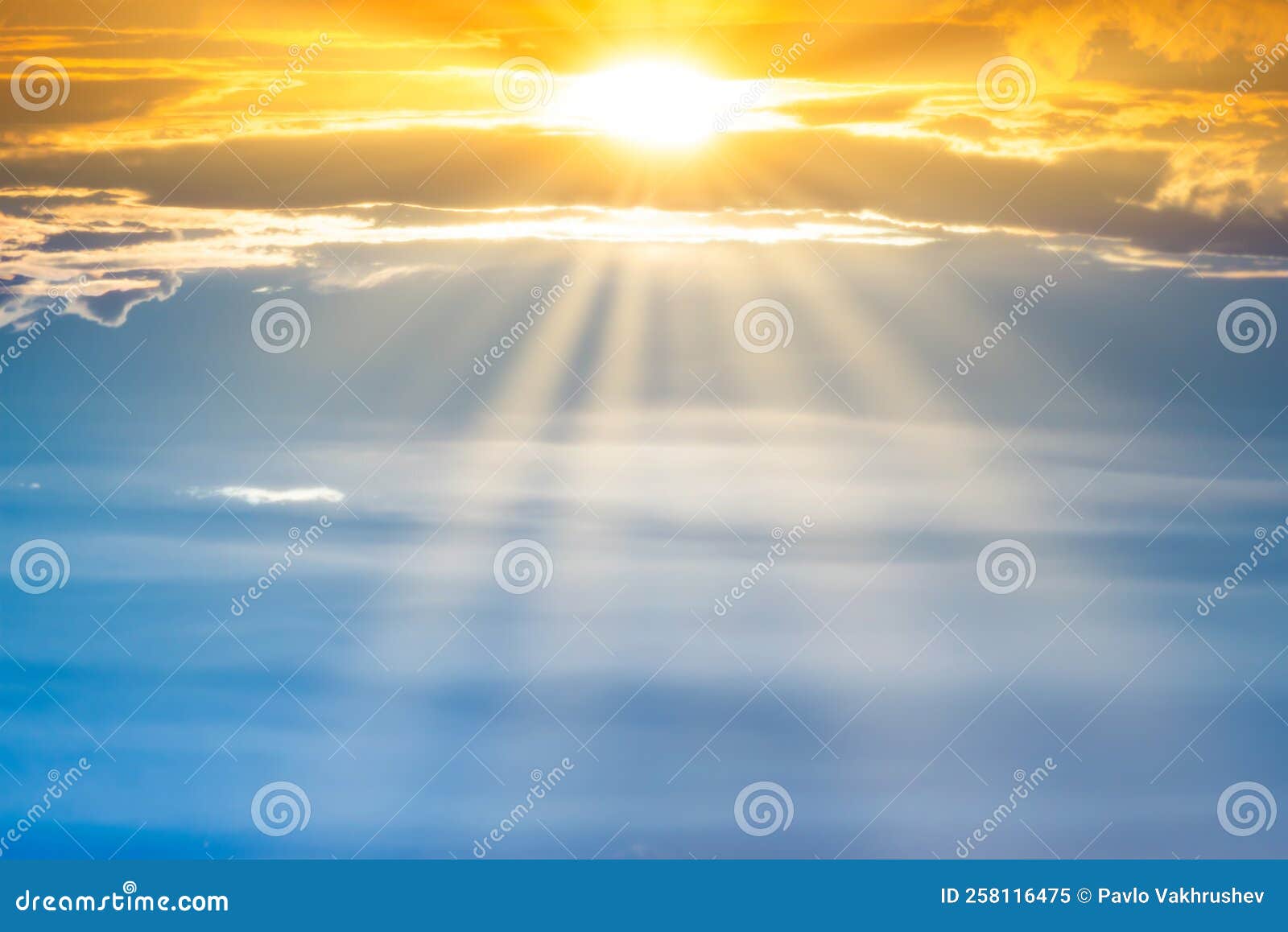 Sunset sky with sun rays stock image. Image of heaven - 258116475