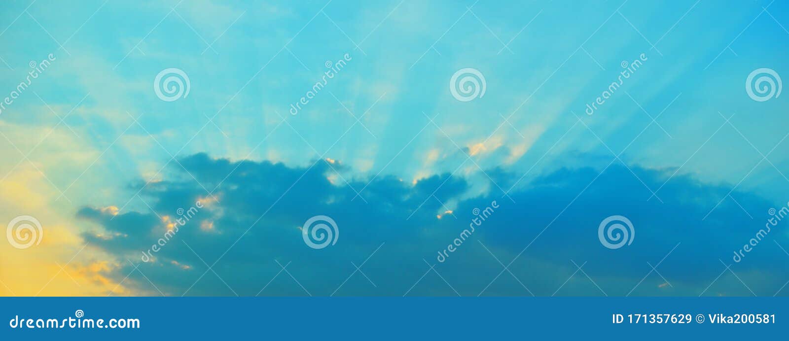 Beautiful Sky with Solar Rays. Sunrise in the Clouds Stock Image ...