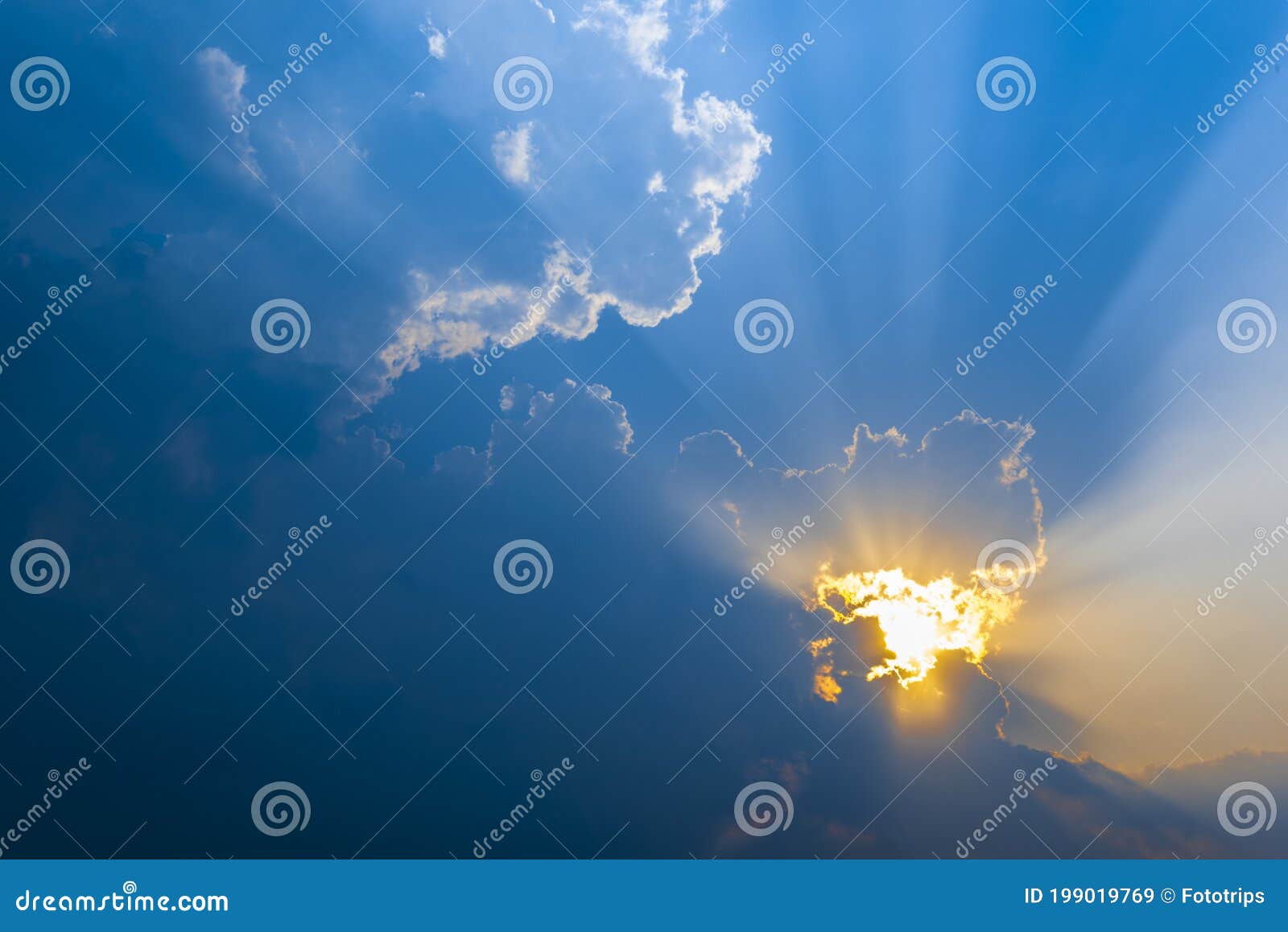 Sunset Sky : Yellow Blue Sunset Sky with Sunlight, Nature Composition ...
