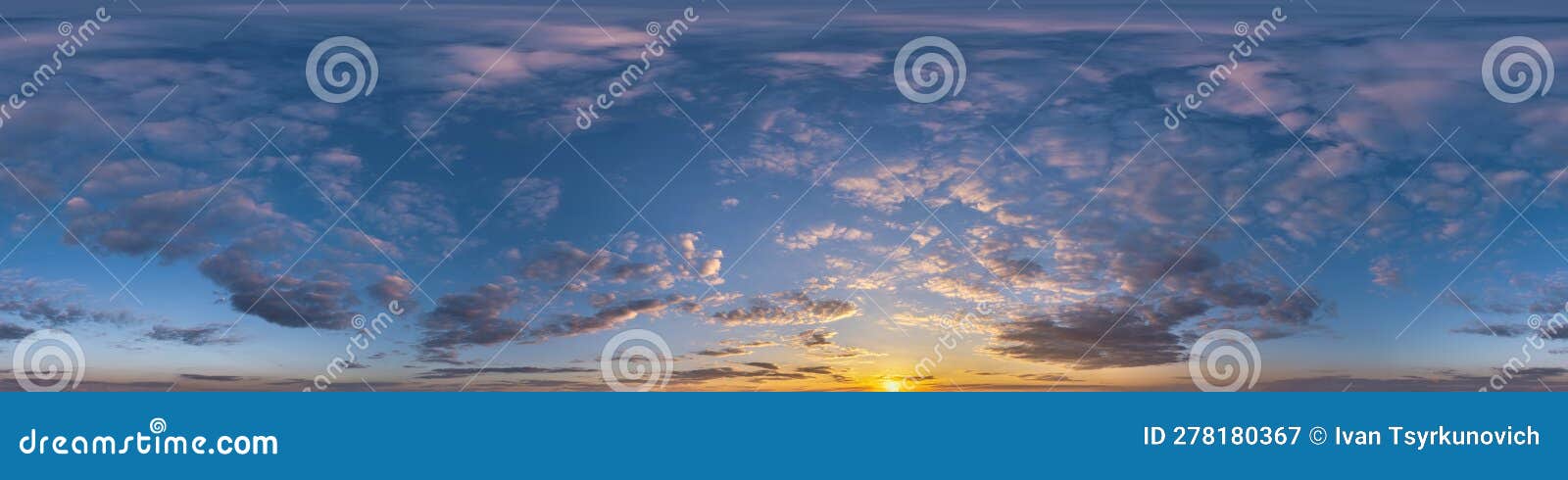 Sunset Skydome With Evening Clouds As Seamless Hdri 360 Panorama View ...