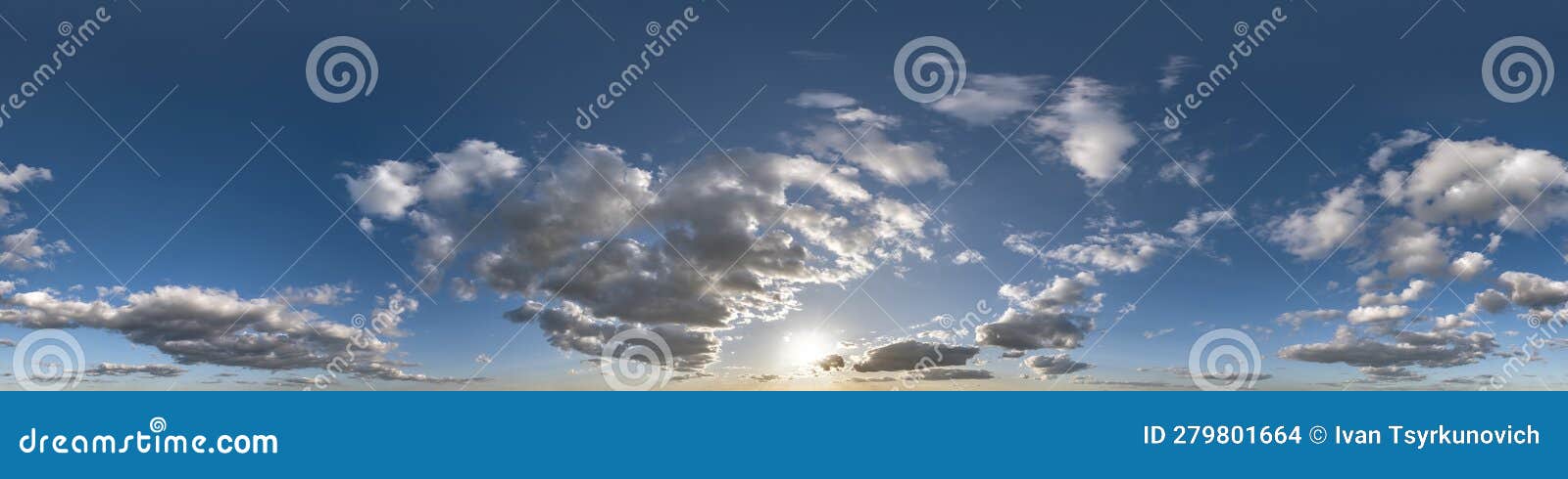 Sunset Skydome With Evening Clouds As Seamless Hdri 360 Panorama View ...