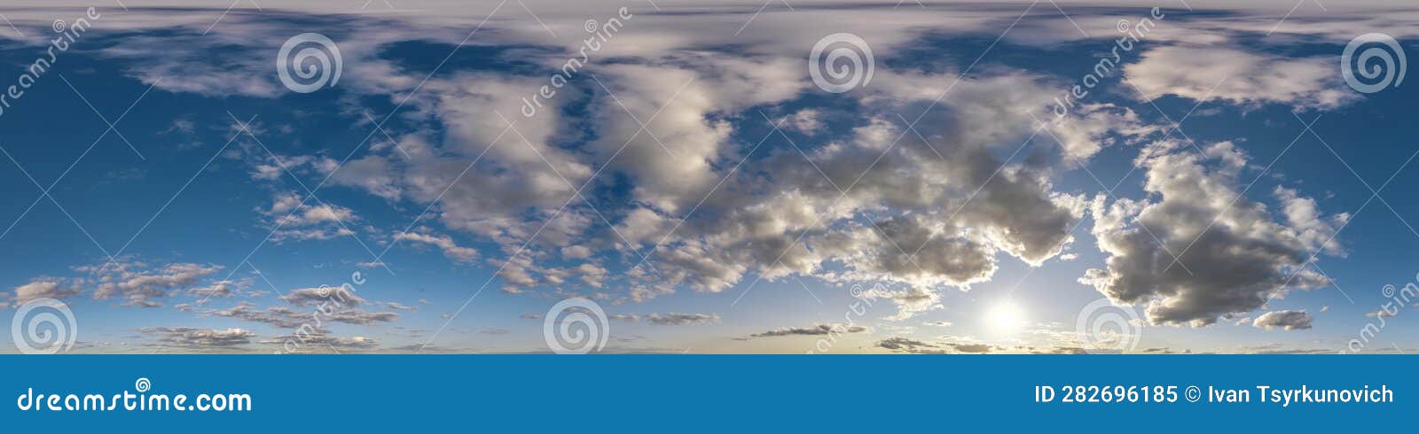 Sunset Skydome With Evening Clouds As Seamless Hdri 360 Panorama View ...
