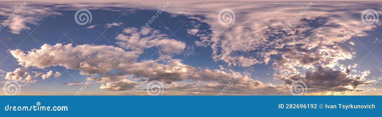 Sunset Skydome With Evening Clouds As Seamless Hdri 360 Panorama View ...