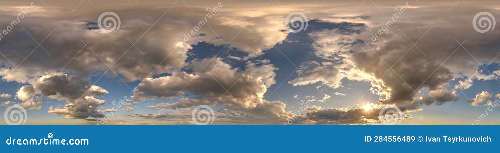 Sunset Skydome With Evening Clouds And Rainbow As Seamless Hdri 360 ...