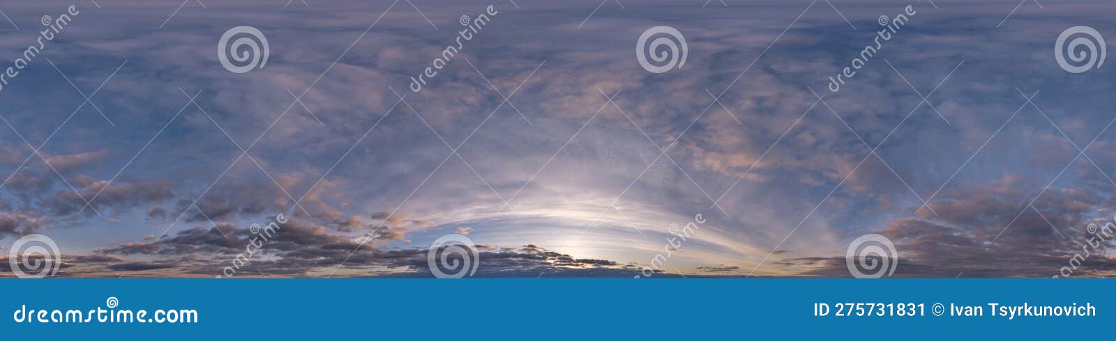 Sunset Skydome With Evening Clouds As Seamless Hdri 360 Panorama View ...