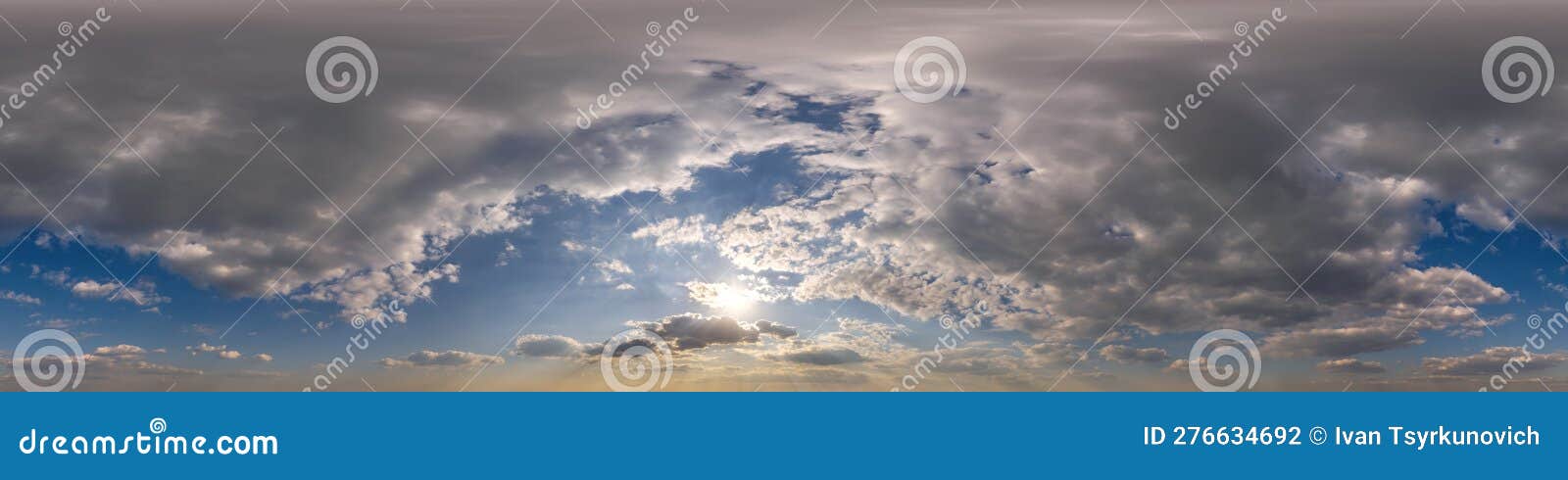 Sunset Skydome With Evening Clouds As Seamless Hdri 360 Panorama View ...