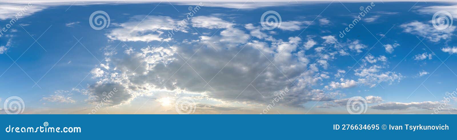 Sunset Skydome With Evening Clouds As Seamless Hdri 360 Panorama View ...