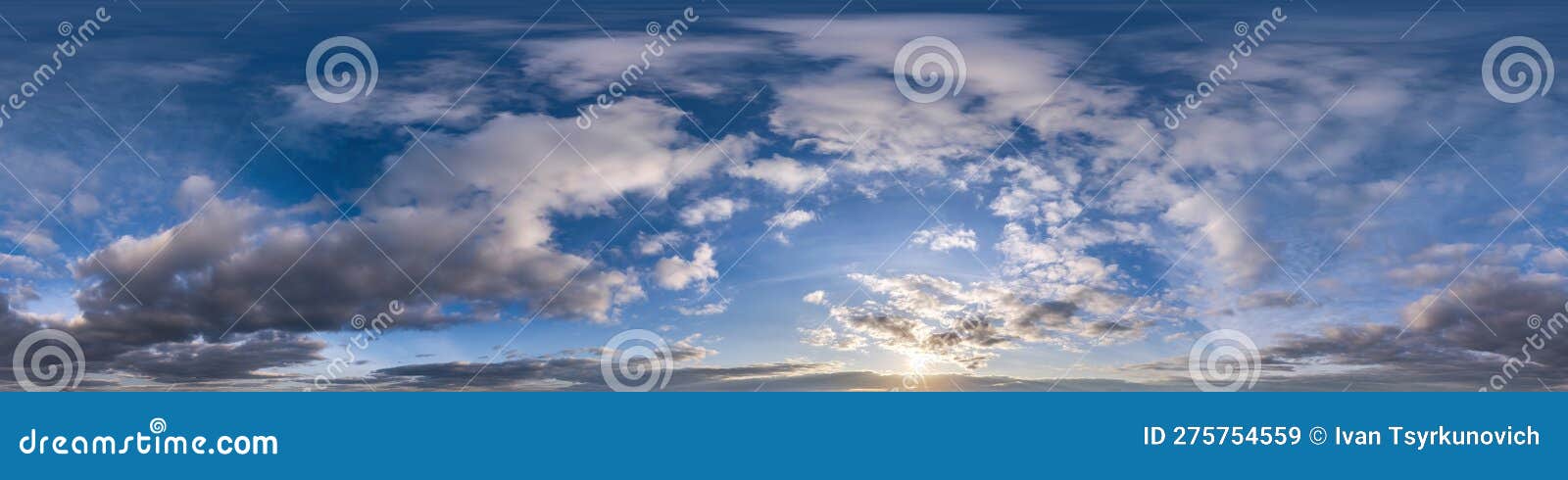 Sunset Skydome With Evening Clouds As Seamless Hdri 360 Panorama View ...
