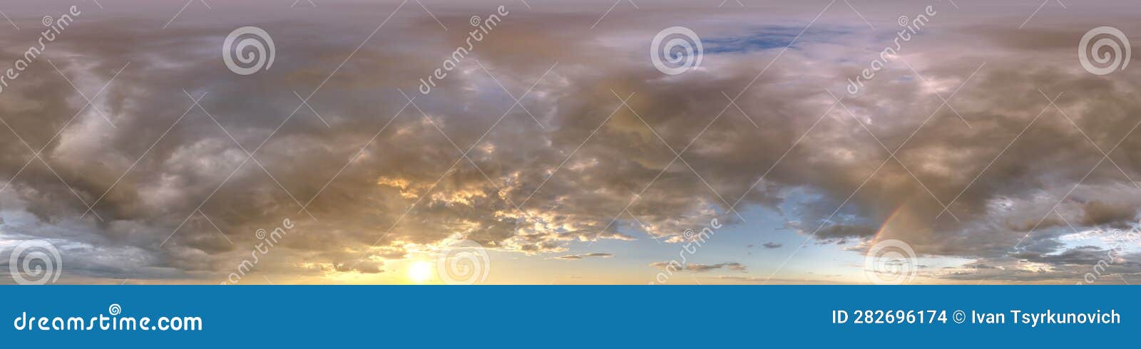 Sunset Skydome With Evening Clouds As Seamless Hdri 360 Panorama View ...
