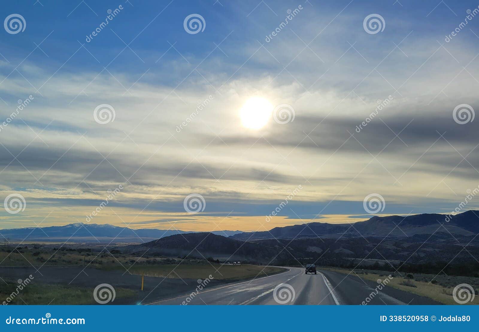 Sunset Skyline of a Long Drive Stock Photo - Image of dawn, sunrise ...