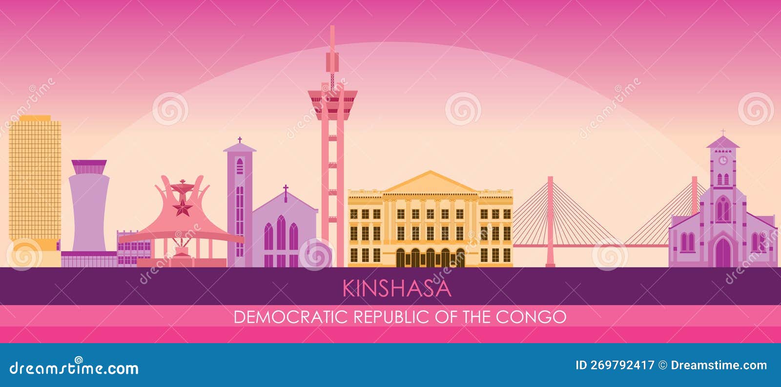 Sunset Skyline Panorama of Kinshasa, Democratic Republic of the Congo ...