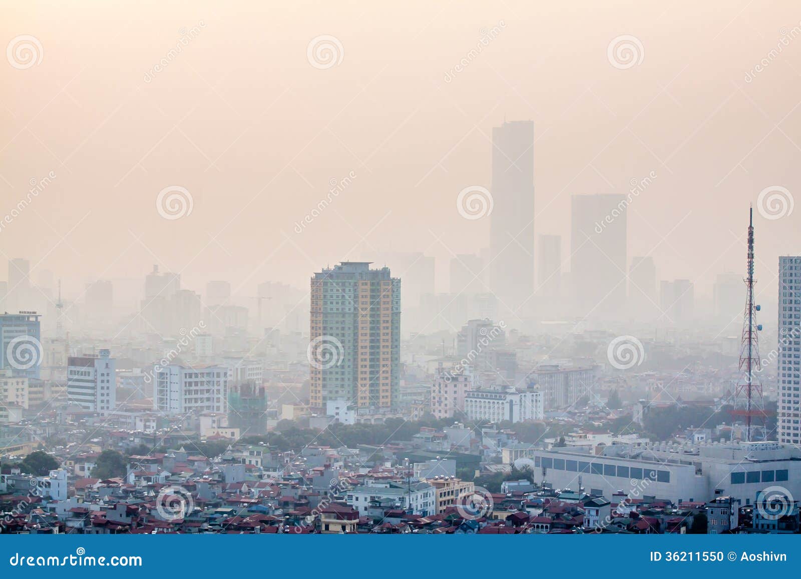 Sunset on Skyscraper at Hanoi Stock Photo - Image of light, city: 36211550