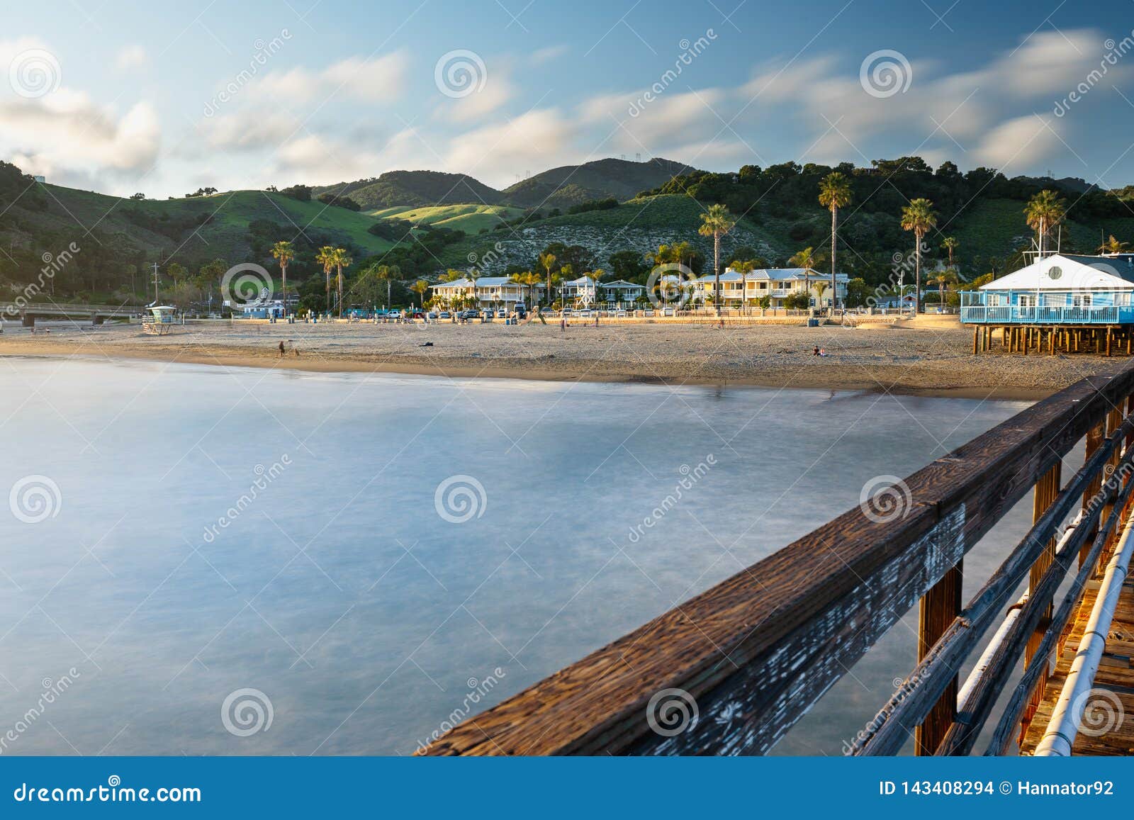Sunset in Small Beach Town, California Stock Photo - Image of ...