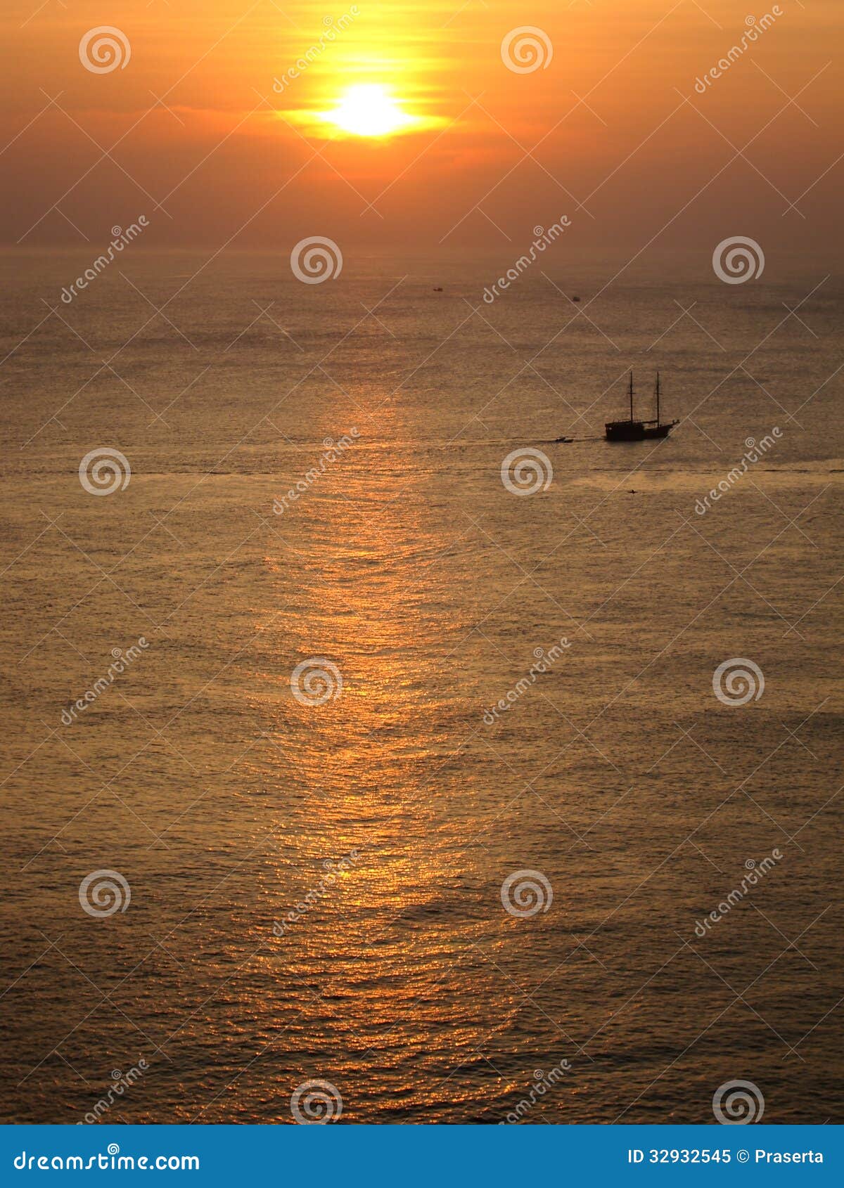Sunset and small boat stock image. Image of evening, siluate - 32932545