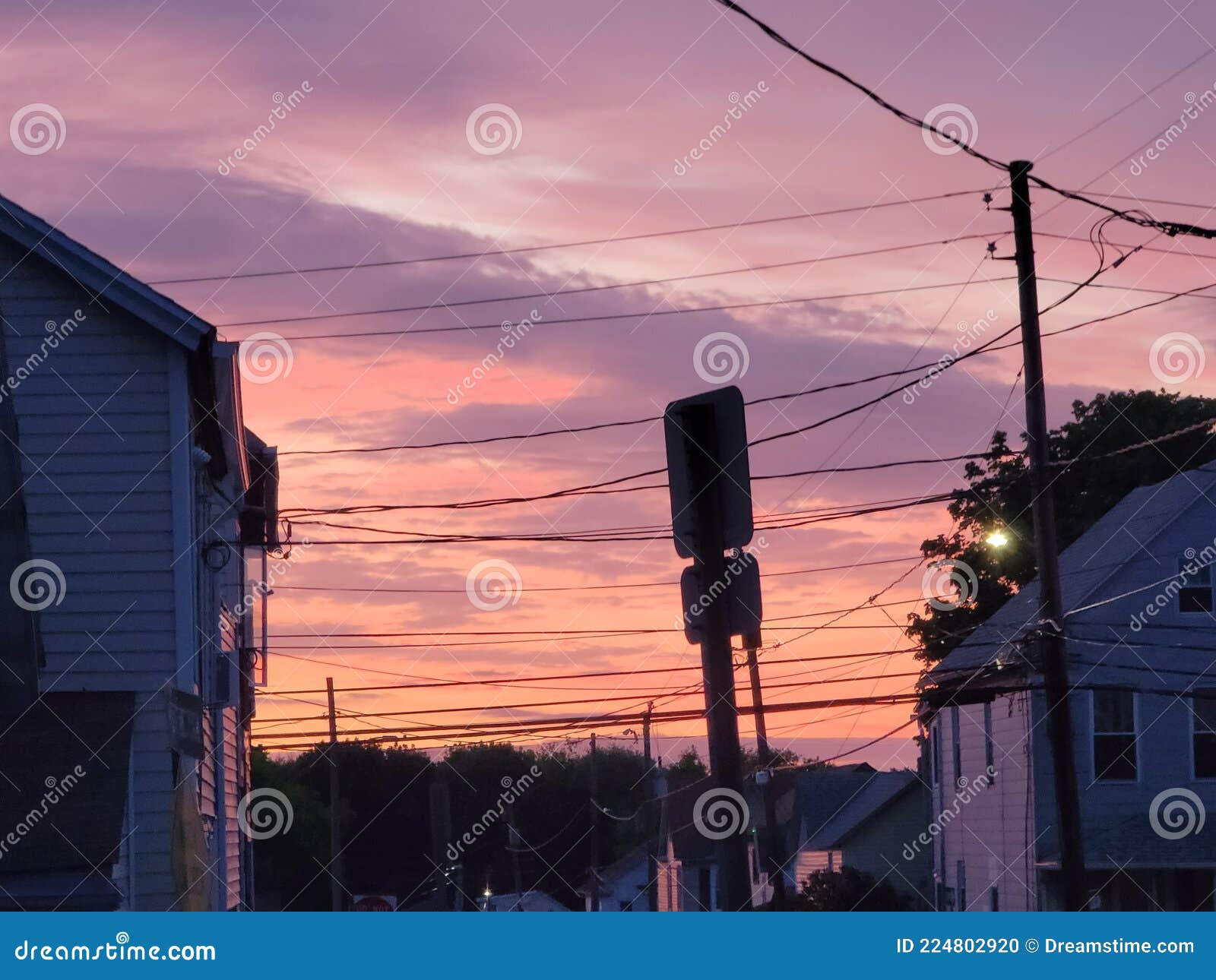 Sunset in a Small Town so Peaceful an Pink Stock Photo - Image of pink ...