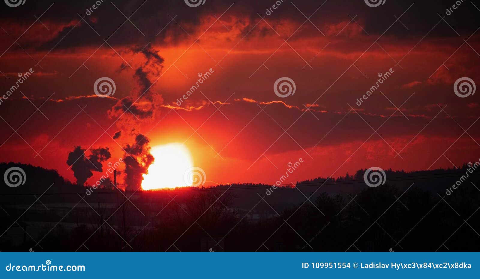Sunset in the smoke stock photo. Image of cloud, cloudy - 109951554