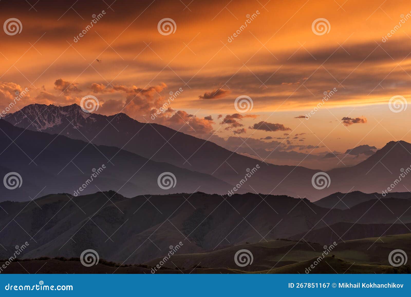 Sunset in smoky mountains, stock image. Image of nature - 267851167