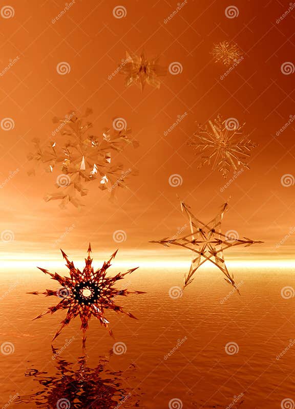 Sunset and snowflakes stock illustration. Illustration of background ...
