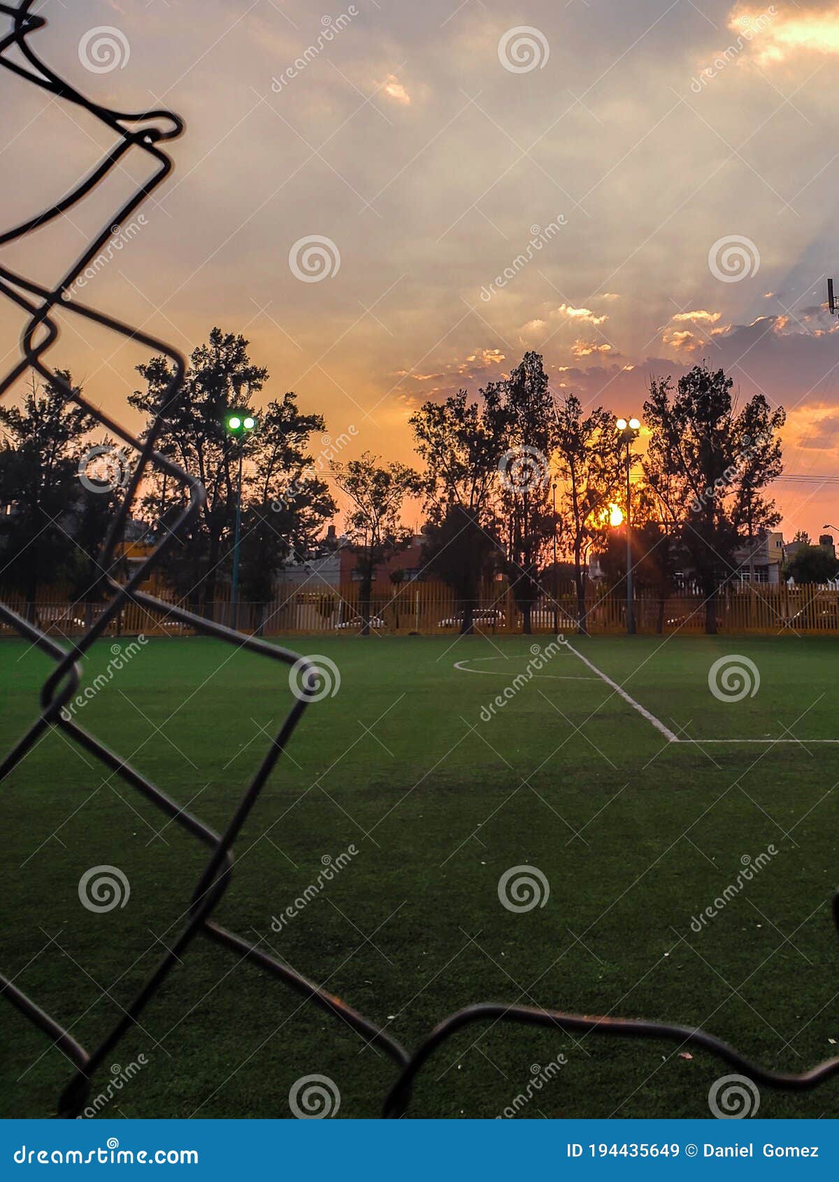Sunset on the Soccer Fields Stock Image - Image of land, ground: 194435649
