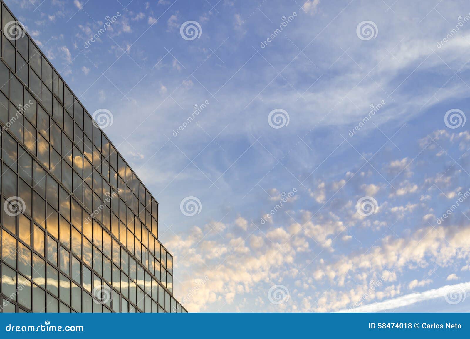 Sunset Soft Cloudy Sky and Reflex in Modern Building Stock Photo ...