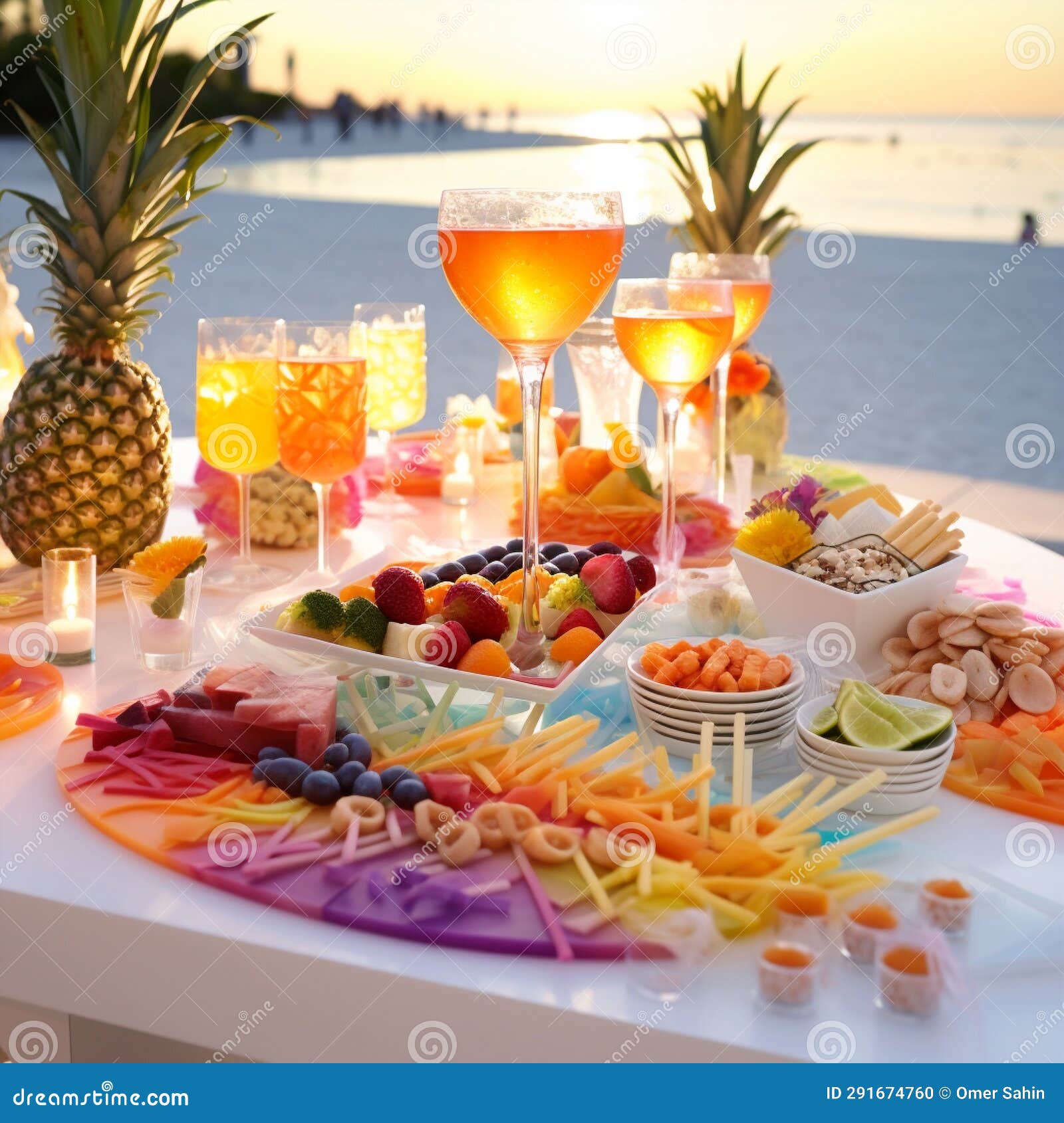 Sunset Soiree: Hip and Vibrant Dining by the Beach Stock Photo - Image ...