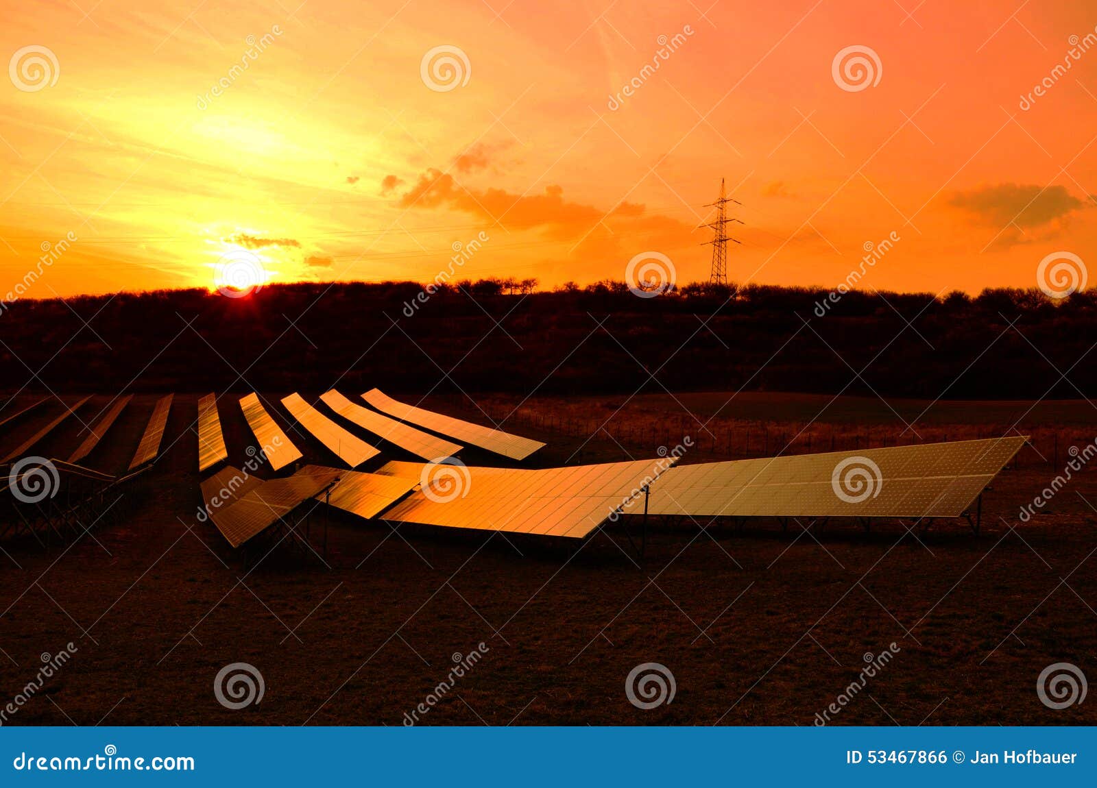 Sunset solar panels stock photo. Image of industry, environmental ...