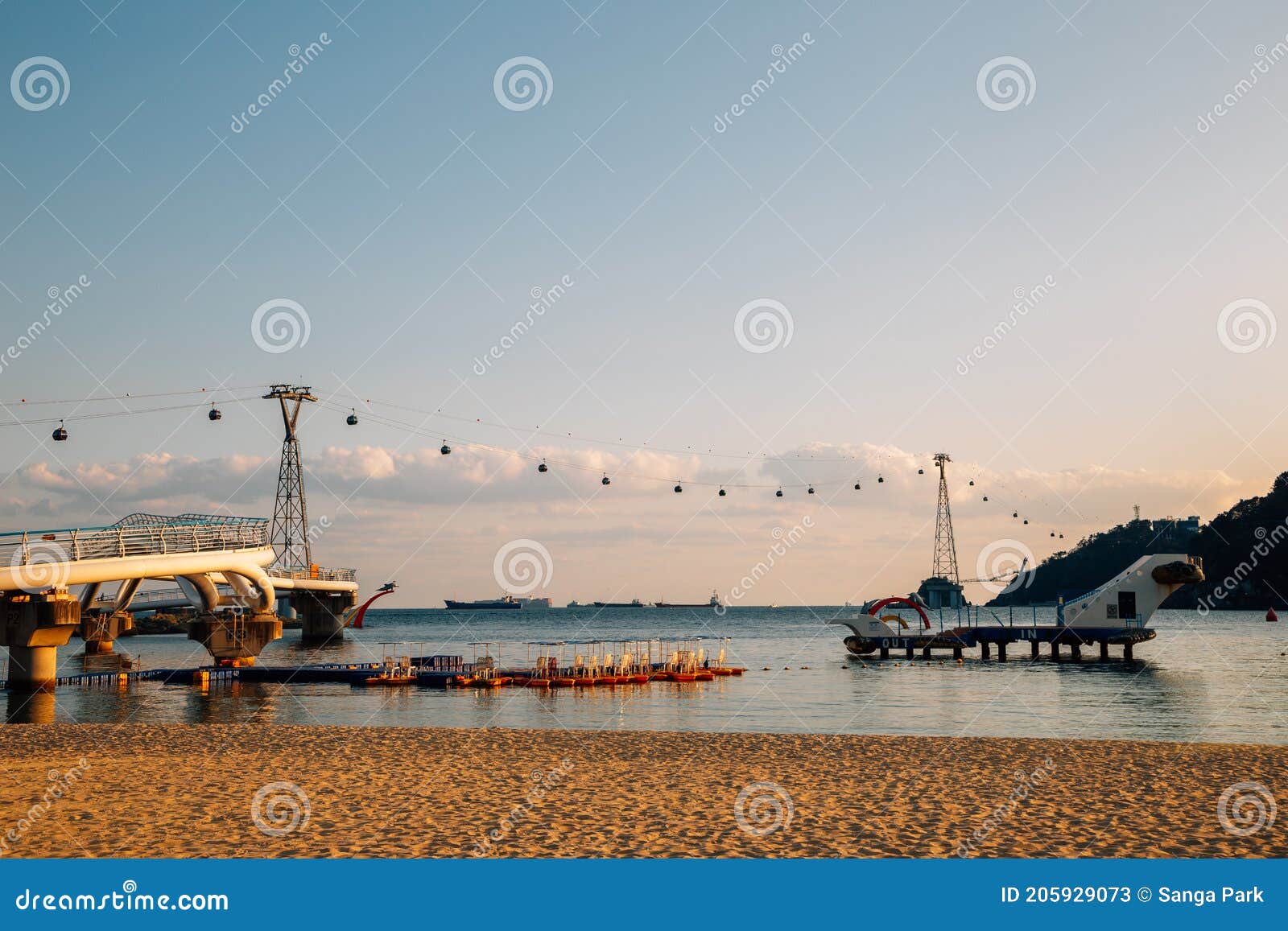 Sunset of Songdo Beach in Busan, Korea Stock Image - Image of sunset ...
