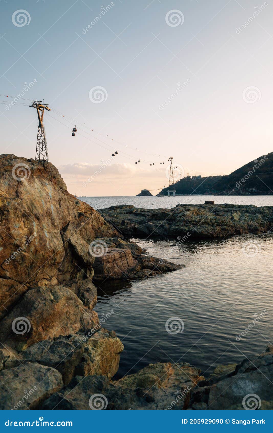 Sunset of Songdo Beach in Busan, Korea Stock Photo - Image of ocean ...