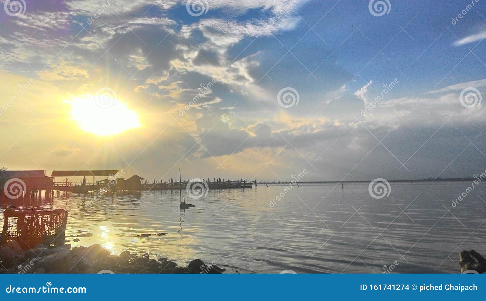 Sunset at Songkhla Lake stock photo. Image of sunset - 161741274