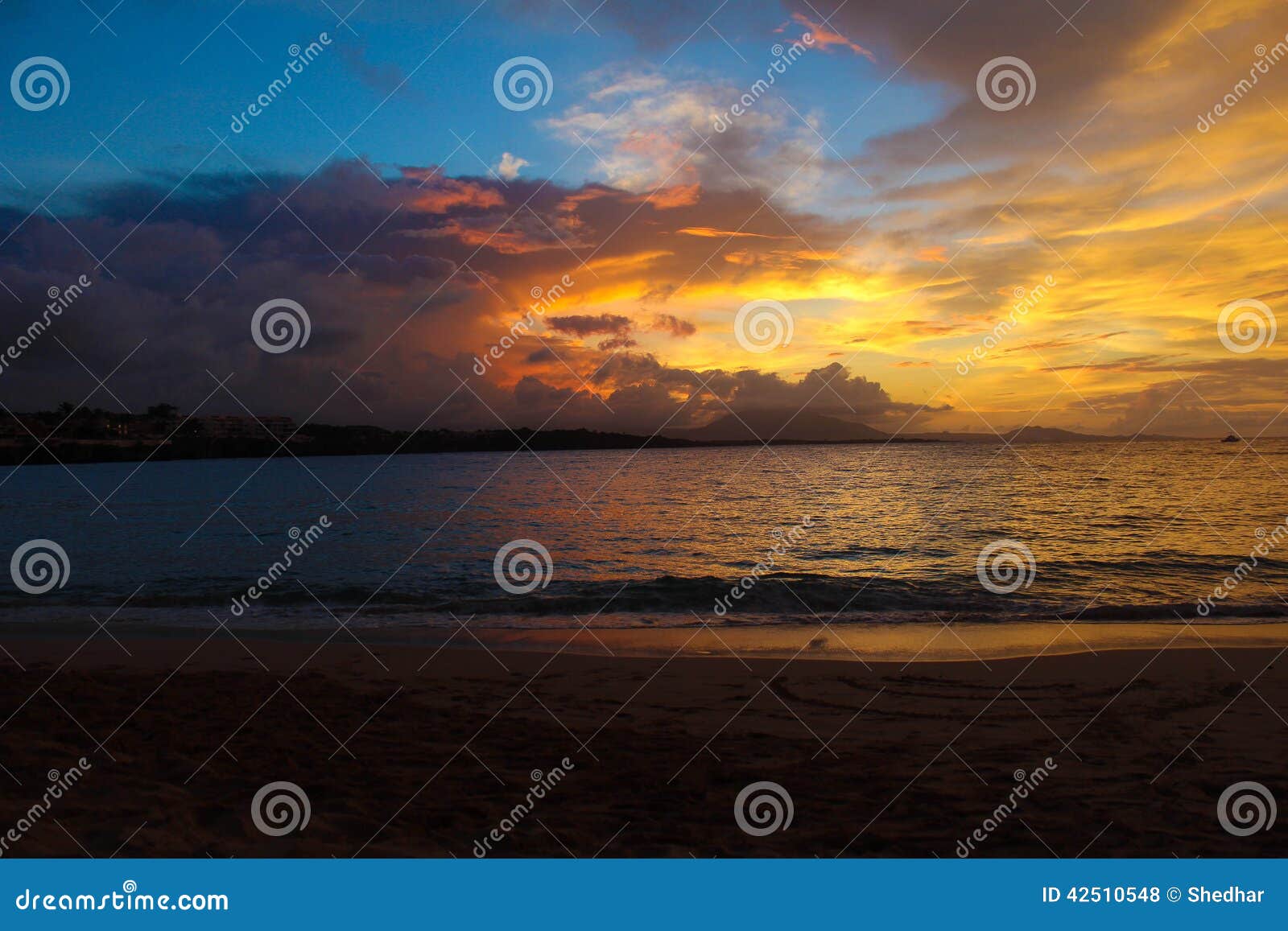 Sunset stock photo. Image of light, sosua, lightbeam - 42510548